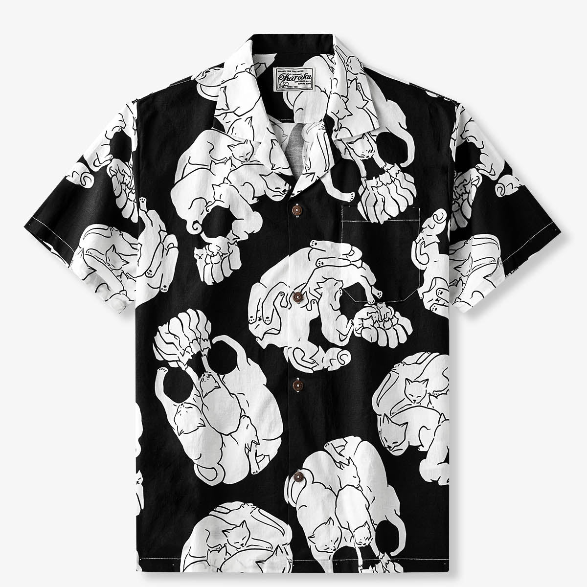 Cat & Skull Cotton Camp Shirt – Karaku