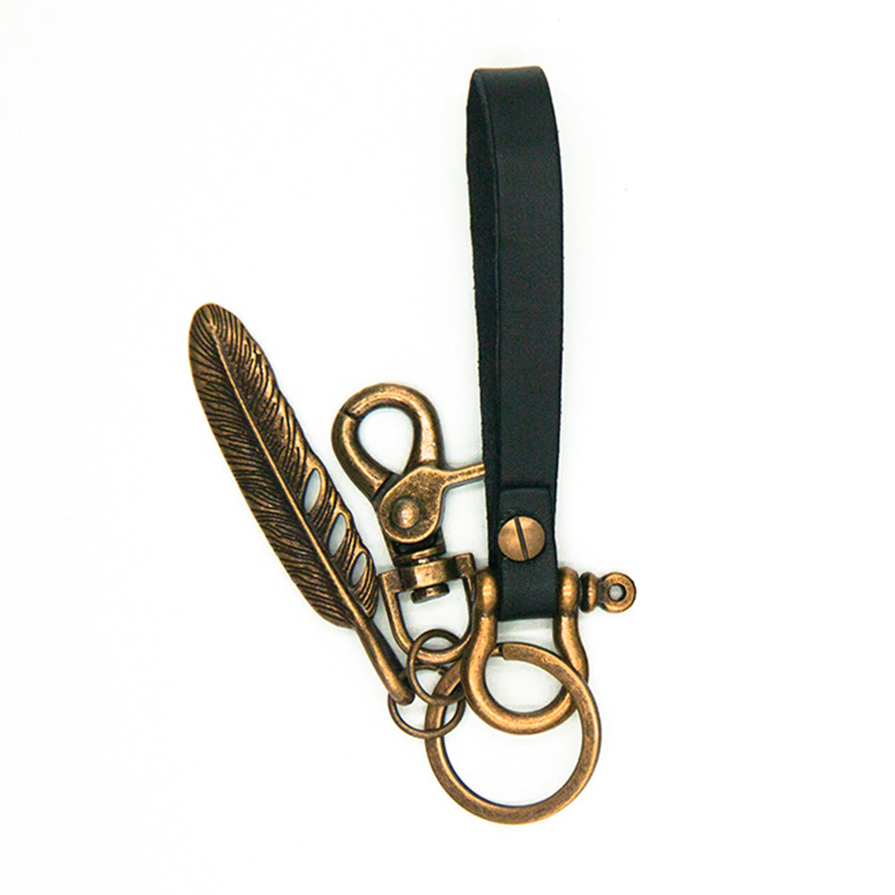 Tannin-tanned Leather Brass Feather Key Holder – Karaku