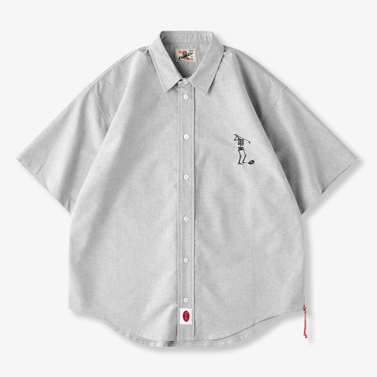 Oxford Shirt with Red Cord – Embroidered "Headless Golf Swing Skeleton ...