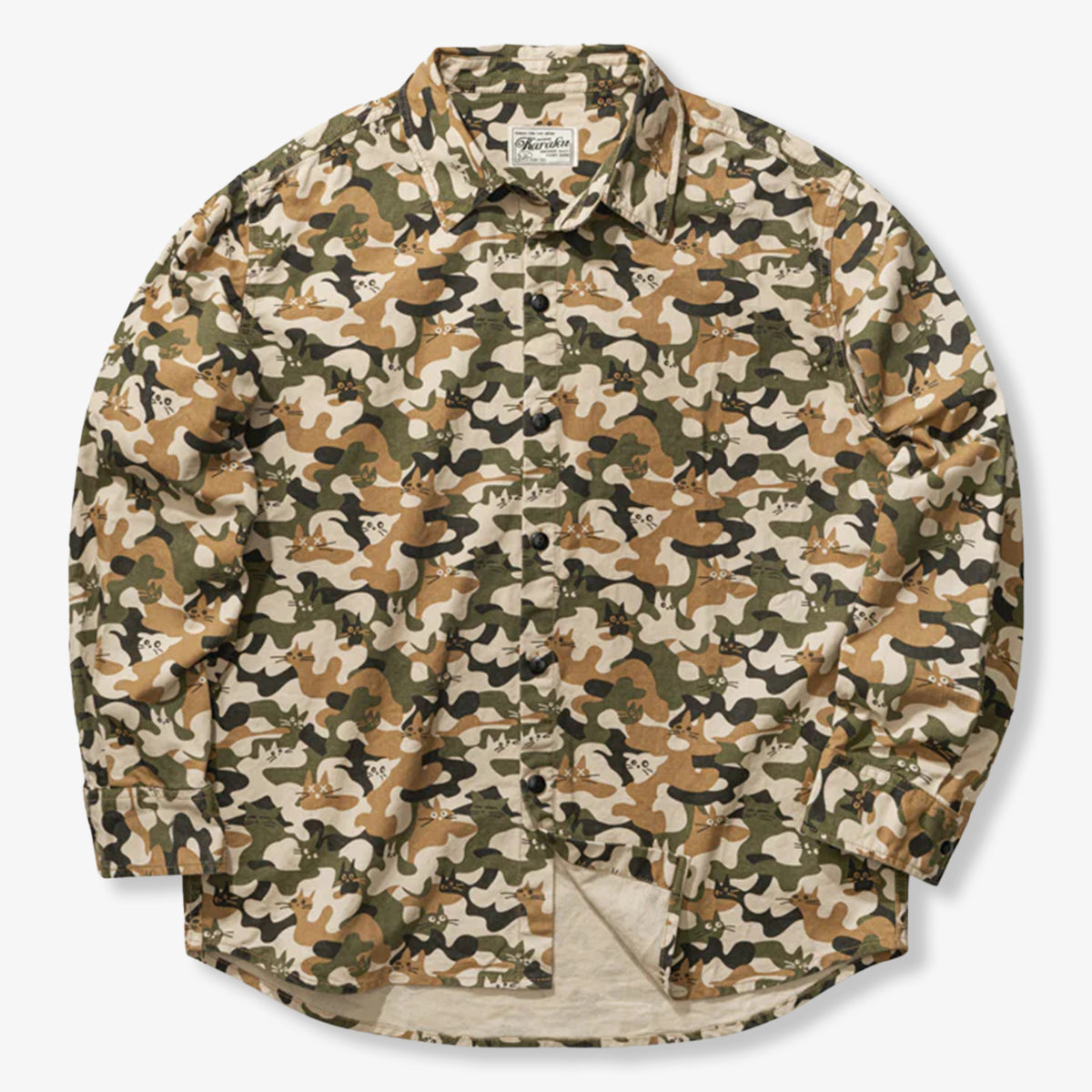 Cat Camouflage Pattern Cotton Work Shirt Kitty Graphic Men's Gift Cat ...