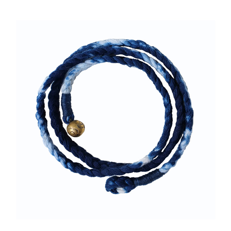 Handmade Plant Indigo Dyed Cotton Bracelet with Copper Beads – Karaku