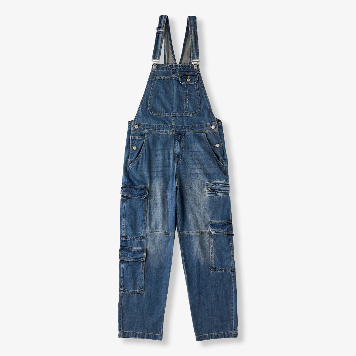 Multi-Pocket Washed Denim Overalls – Karaku