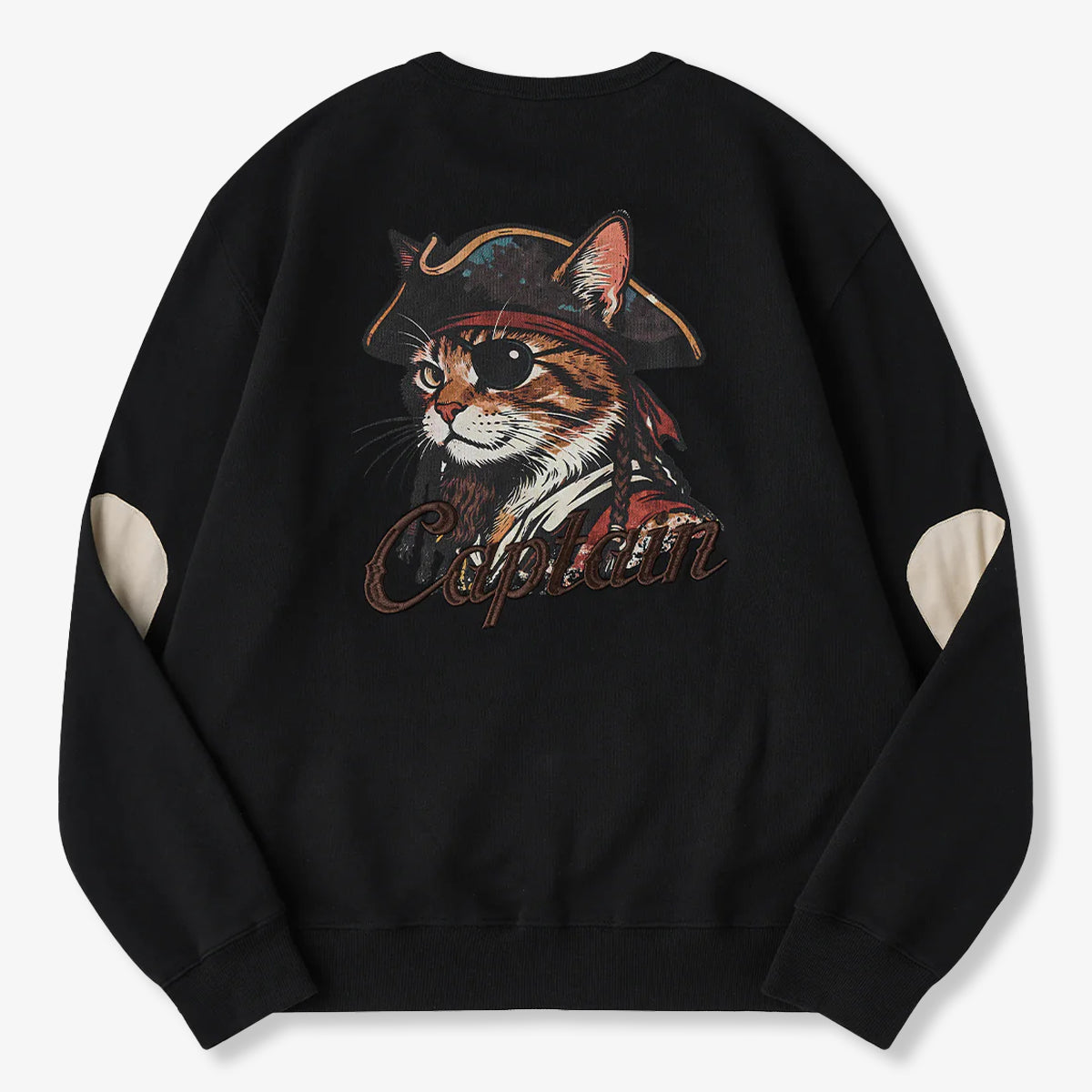 [Pre-order] “Pirate Captain Cat” Elbow-Patch Pullover Sweatshirt – Karaku