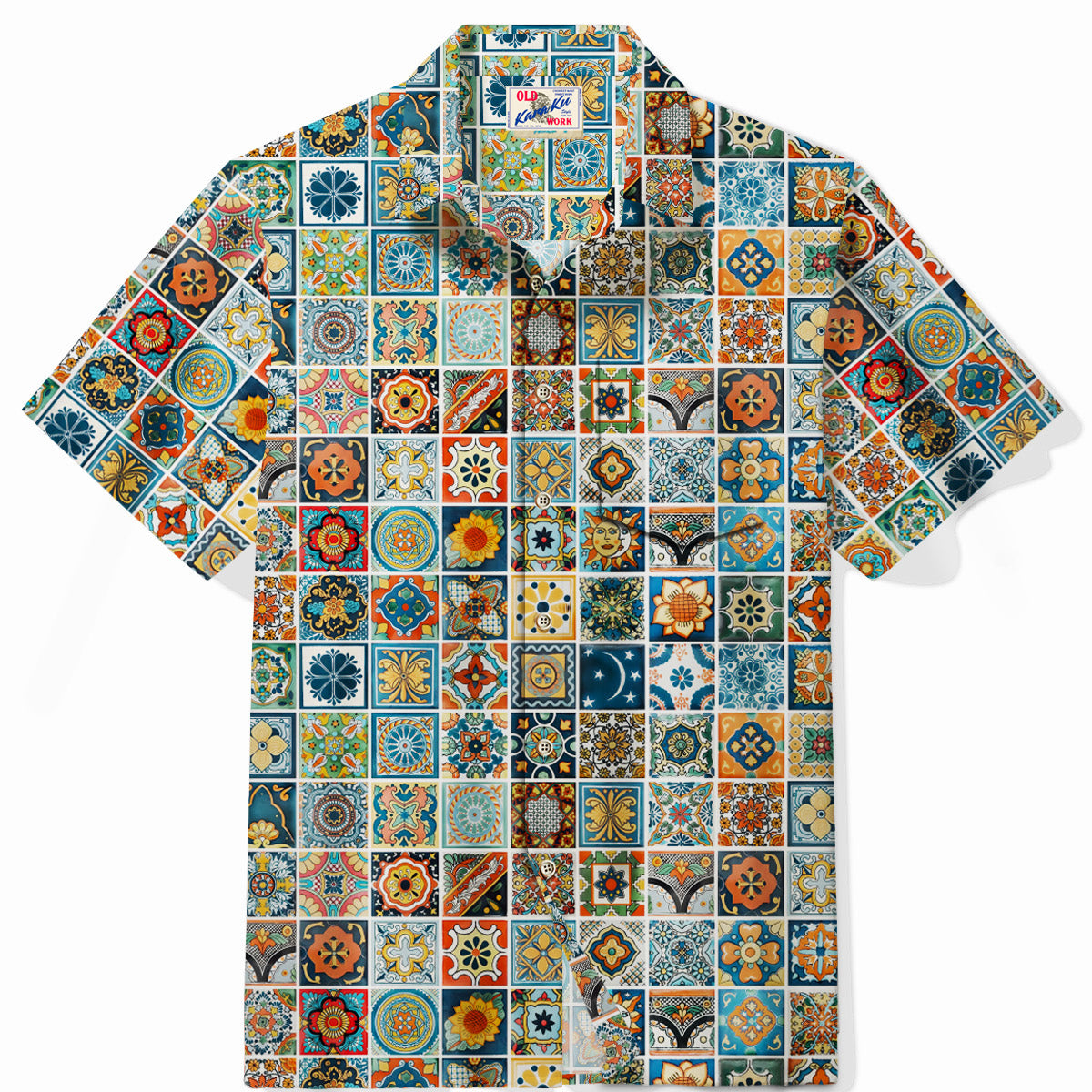 Talavera Tile Print Cotton Shirt – Karaku