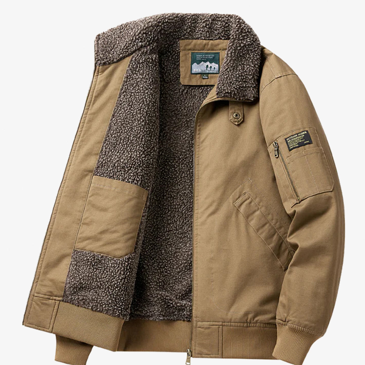 Sherpa-Lined Heavyweight Cotton Aviator Jacket – Karaku